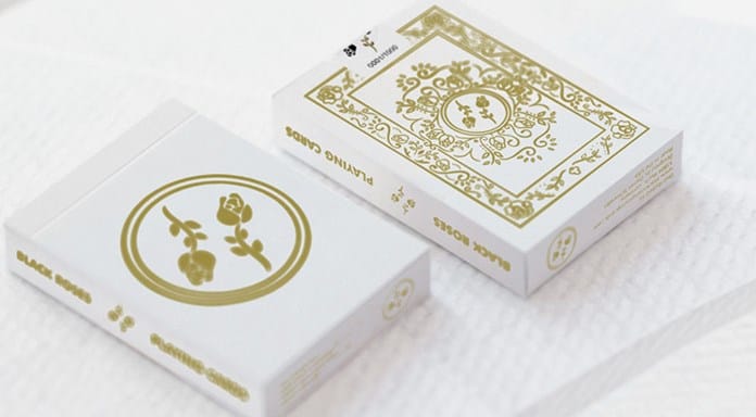 Black Roses White Gold Playing Cards - Vanishing Inc. Magic shop