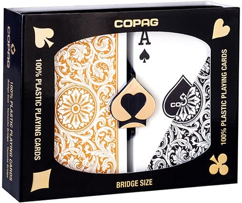 Copag Plastic Playing Cards Double-Deck Set (Bridge Size - Black/Gold)