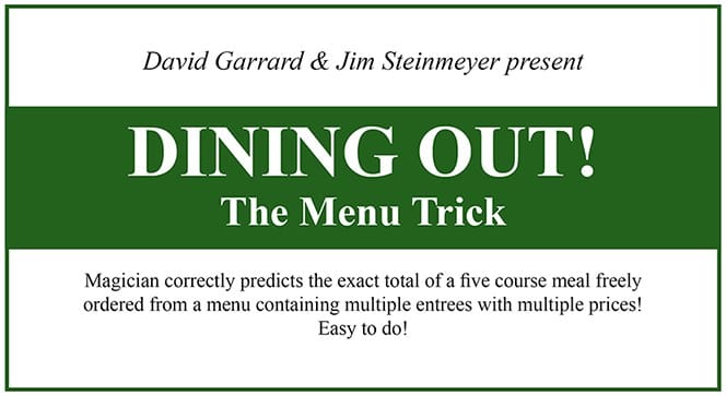 Dining Out! The Menu Trick - David Garrard - Vanishing Inc. Magic shop